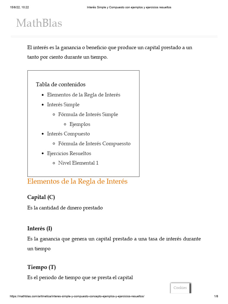 Interés Simple y Compuesto con ejemplos y ejercicios resueltos | PDF