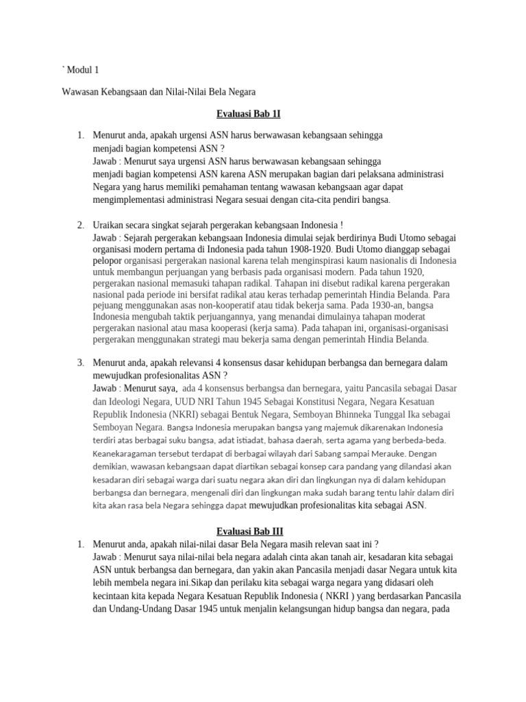 Tugas Evaluasi Modul Kebangsaan | PDF