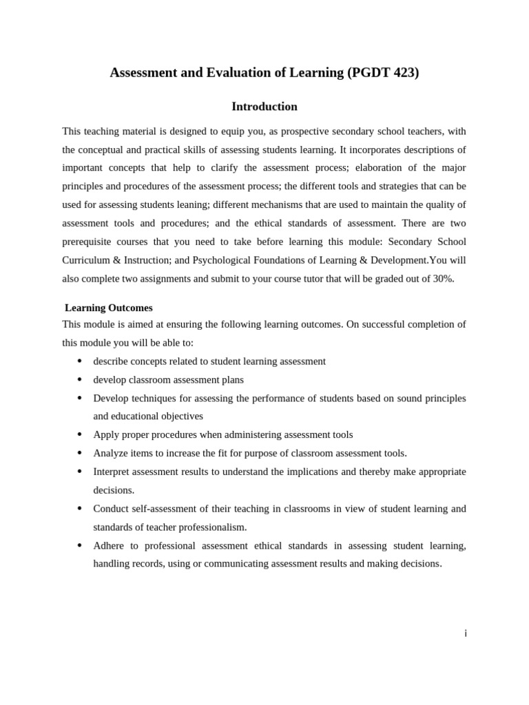 PGDT423 Ass & Eval of Learning | PDF