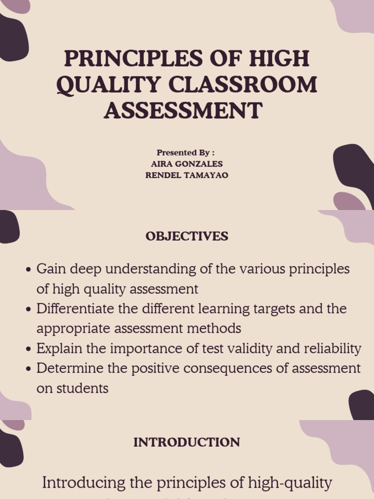 Principles of High Quality Classroom Assessment | PDF