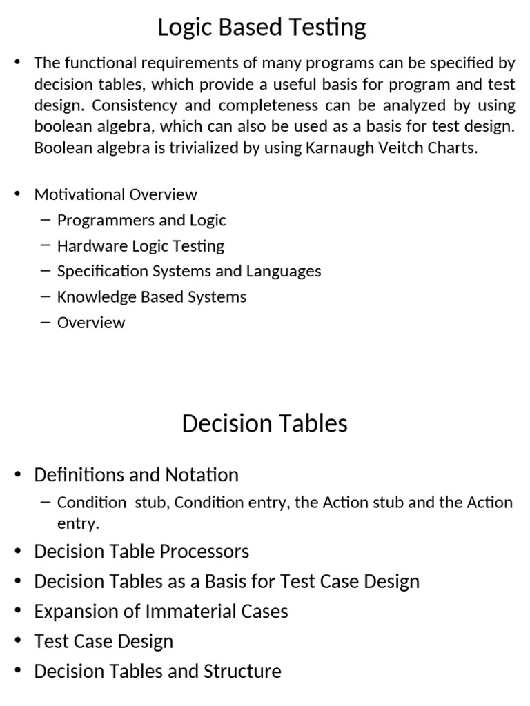 Logic Based Testing Pdf