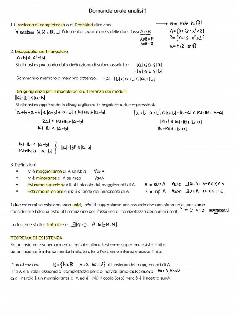 Domande Analisi - RISPOSTE | PDF