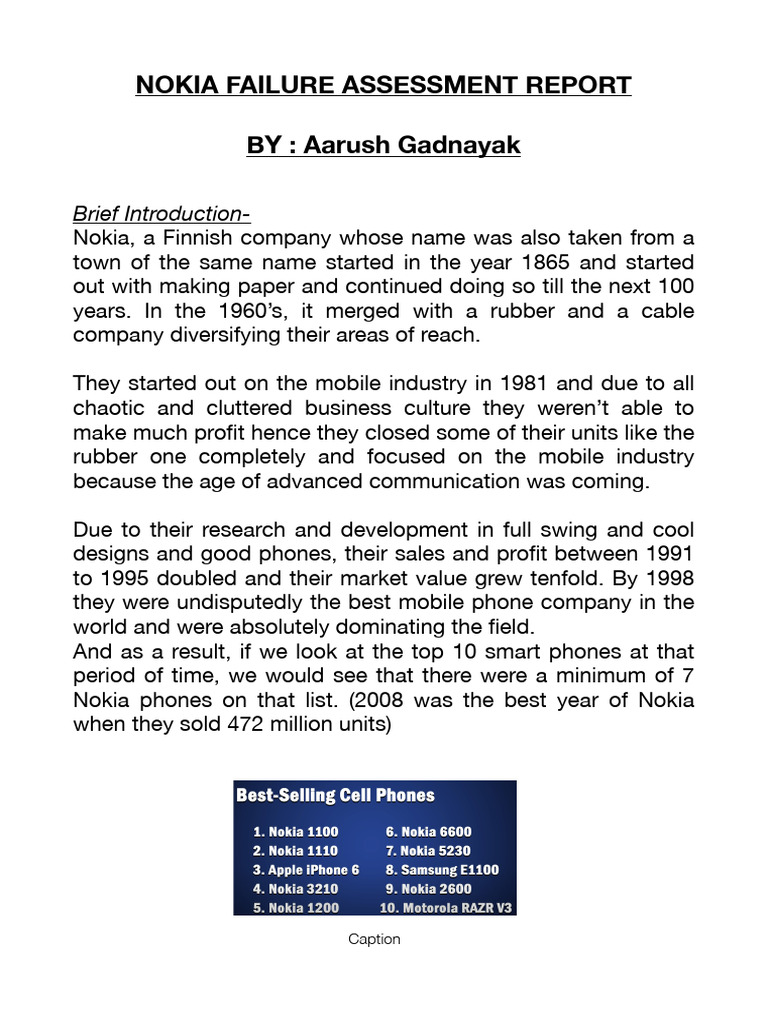 Nokia Failure Assessment Report | PDF
