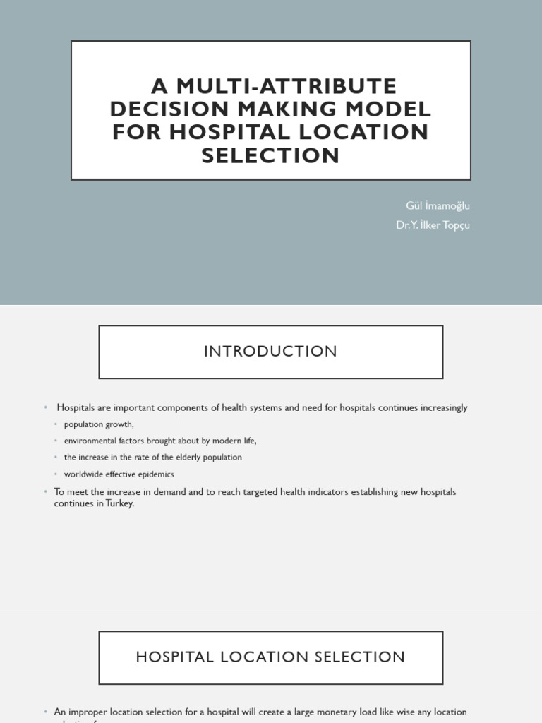A MULTI-ATTRIBUTE Model For Location Selection of Hospital | PDF
