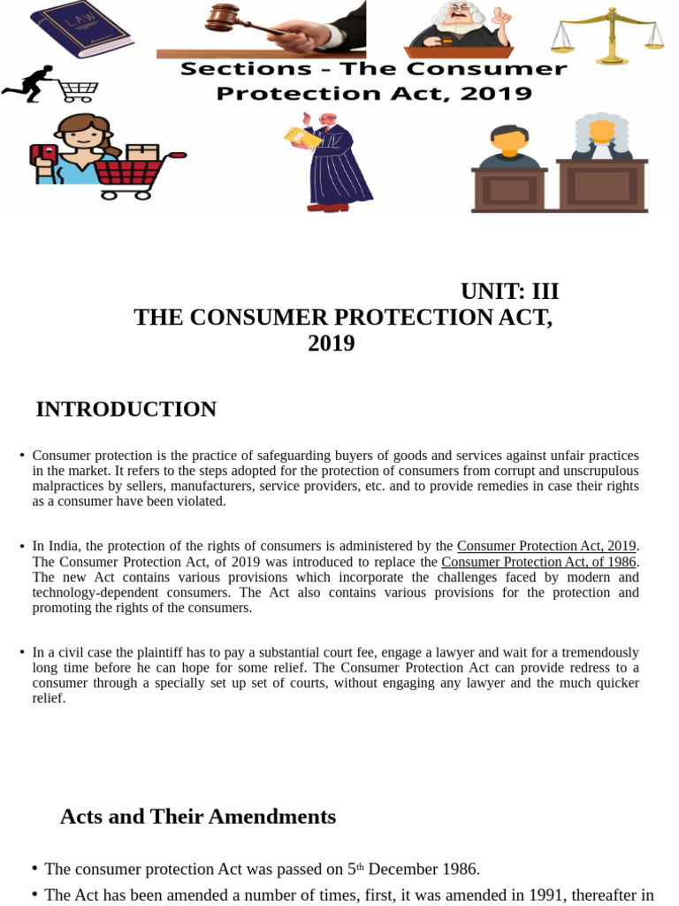 Consumer Protection Act, 2019 Part-I | PDF