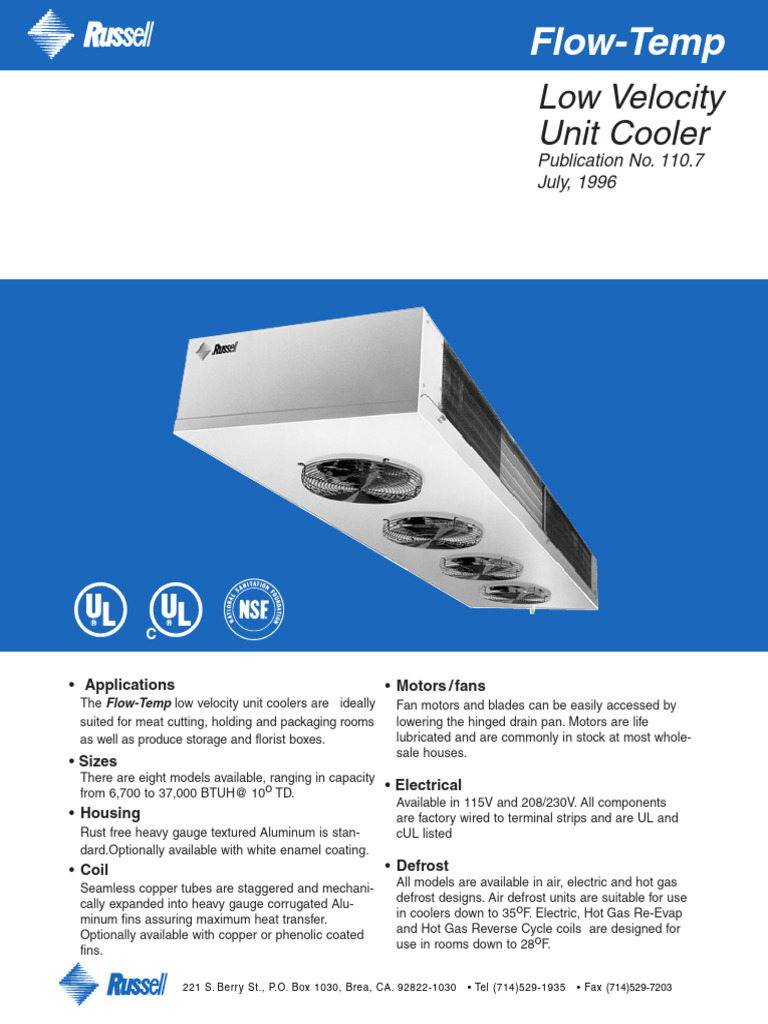 Russell Low Velocity Unit Cooelr | PDF