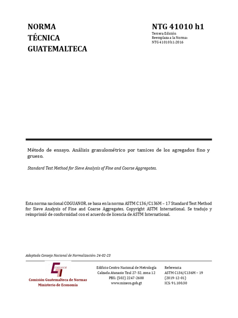 NTG 41010 h1 ASTM C136 | PDF