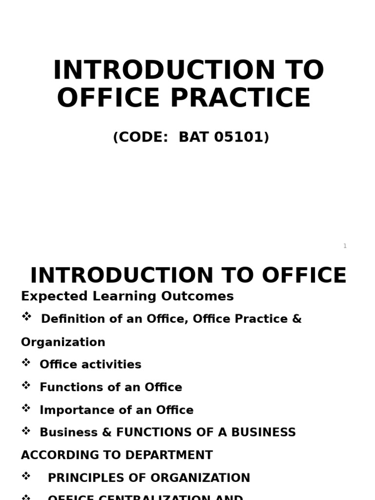 TOPIC 1 - introduction to Office Practices - CORRECTED | PDF