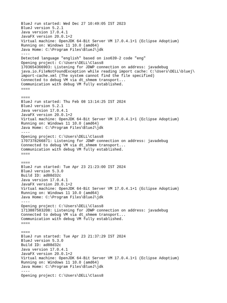 Bluej Debuglog | PDF