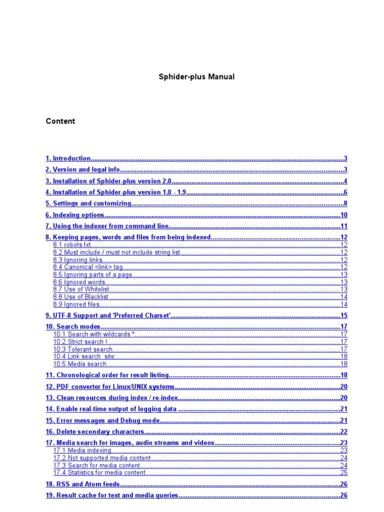 Sphider-Plus Manual | PDF | Search Engine Indexing | Databases