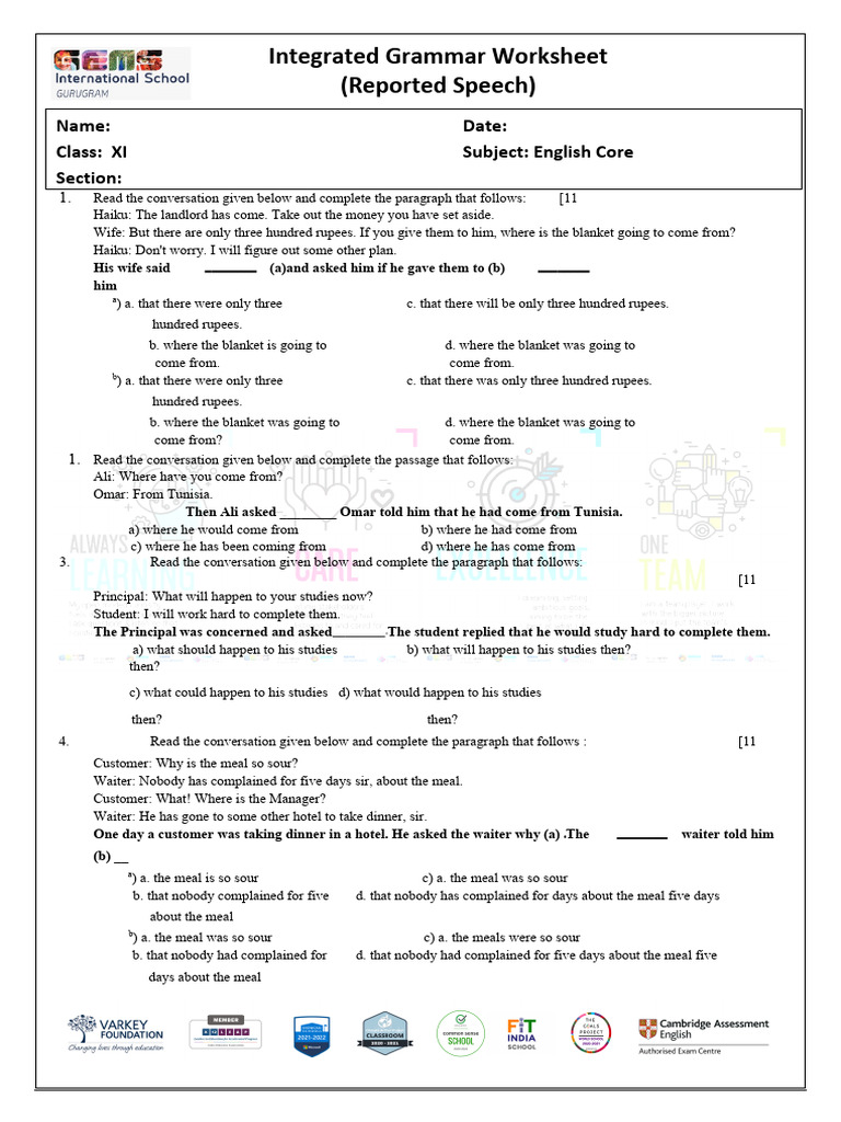 XI Integrated Grammar | PDF