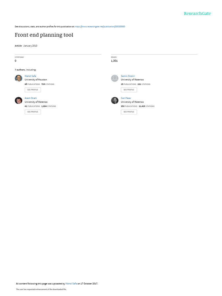 Front End Planning Tool FEPTBasedonan Electronic Process Management | PDF