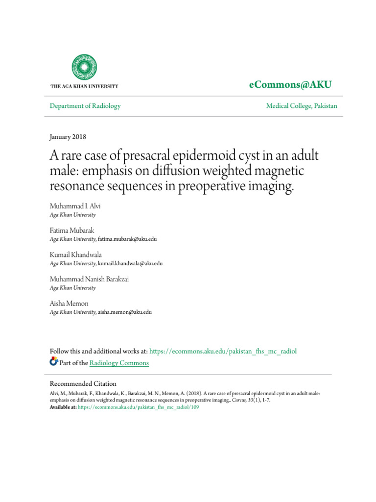 A Rare Case of Presacral Epidermoid Cyst in An Adult Male - Emphas ...