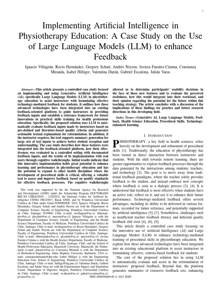 Implementing Artificial Intelligence in Physiotherapy Education A Case ...