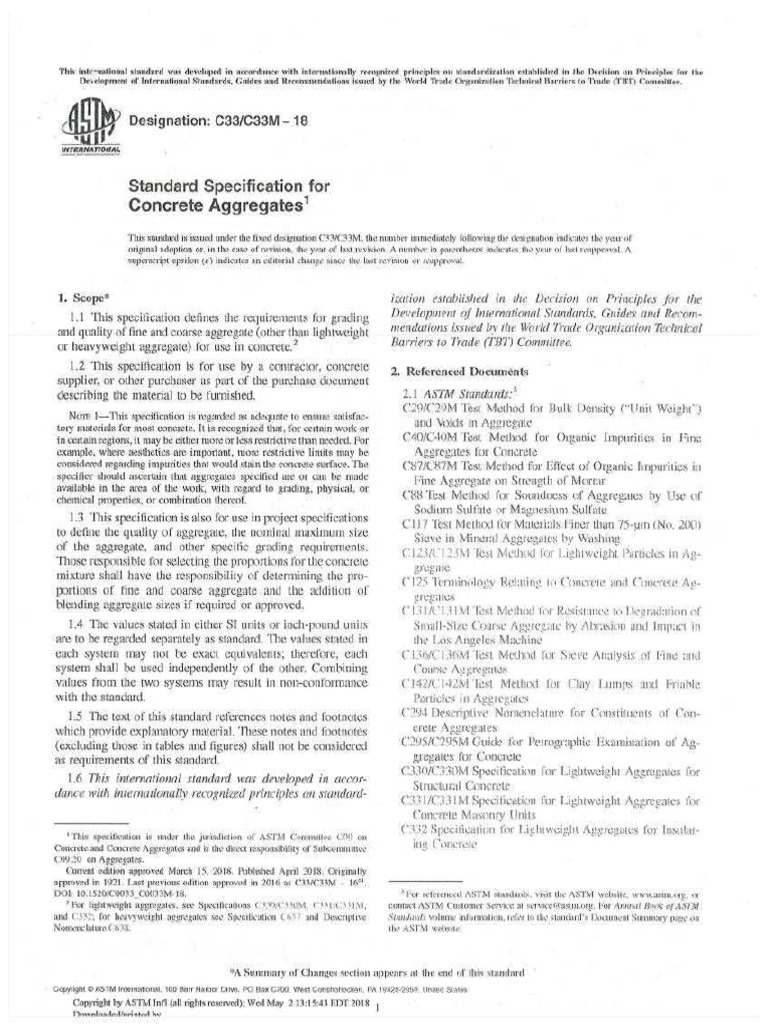 Astm C-33 2018 | PDF