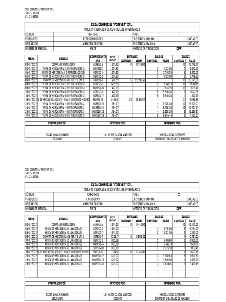 Kardex Terminado | PDF