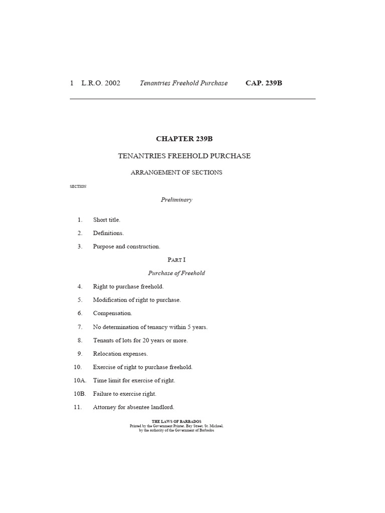 Tenantries Freehold Purchase CAP239 B | PDF