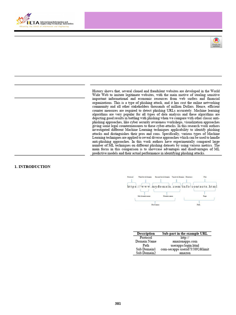 An Intelligent Prediction Of Phishing Urls Using Ml Algorithms Pdf 