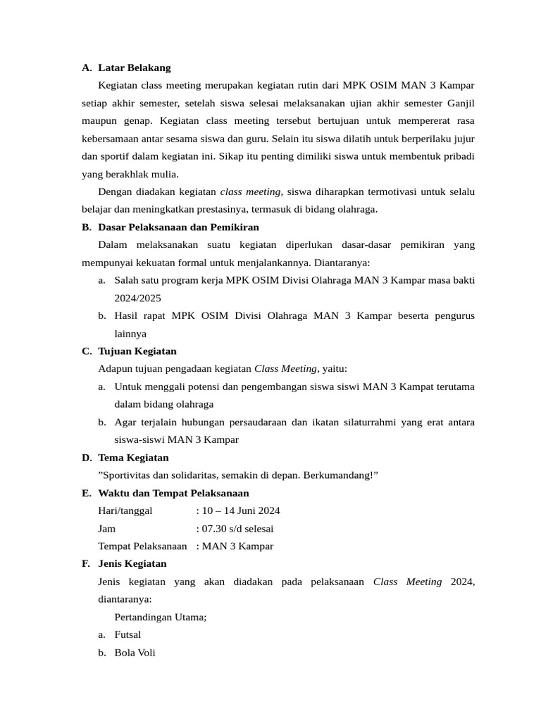 Proposal Classmeet 24 | PDF