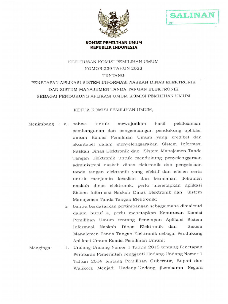 KPT 239 TH 2022 - Tap Aplikasi Sinde & TTE - Naskah Dinas & TTD ...