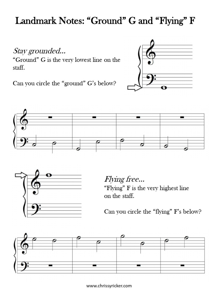 Landmark Notes: G and F in Music | PDF