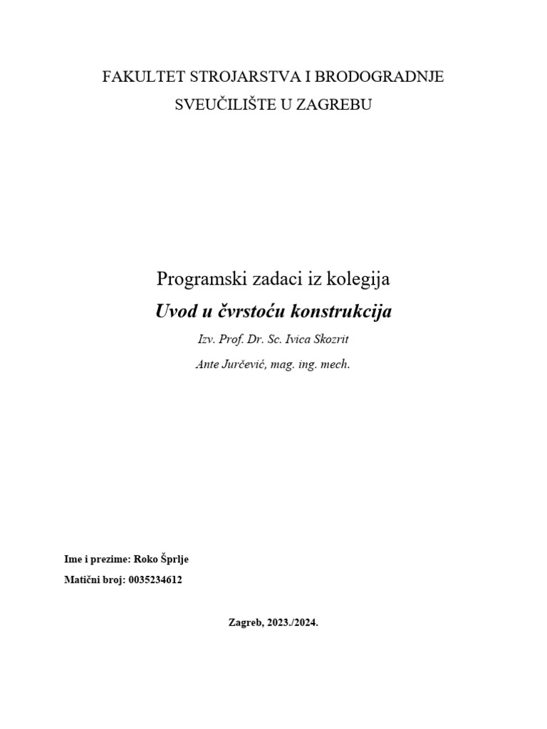 Roko Šprlje Programski Zadatak | PDF