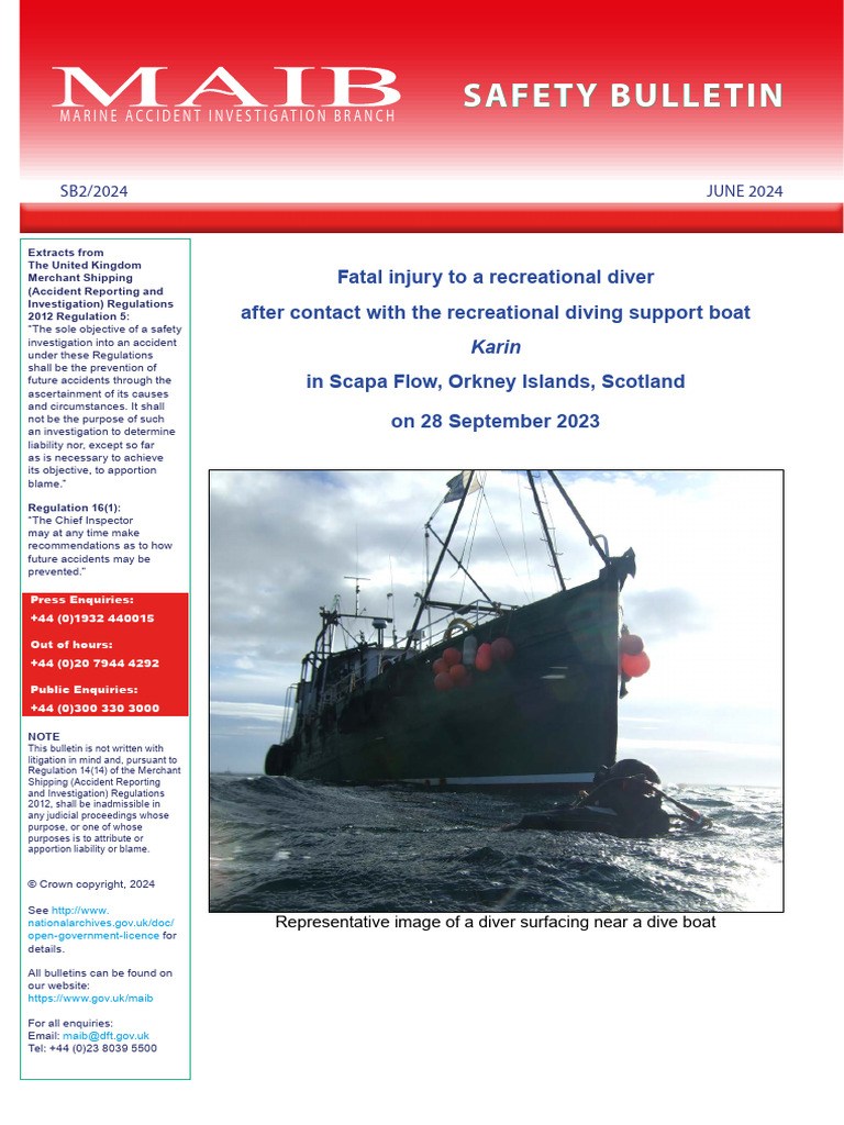 Diving Support Boat Accident Report 2023 | PDF