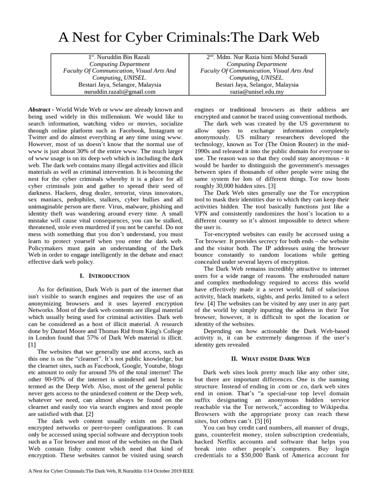A Nest For Cyber Criminals - The Dark Web | PDF | World Wide Web ...