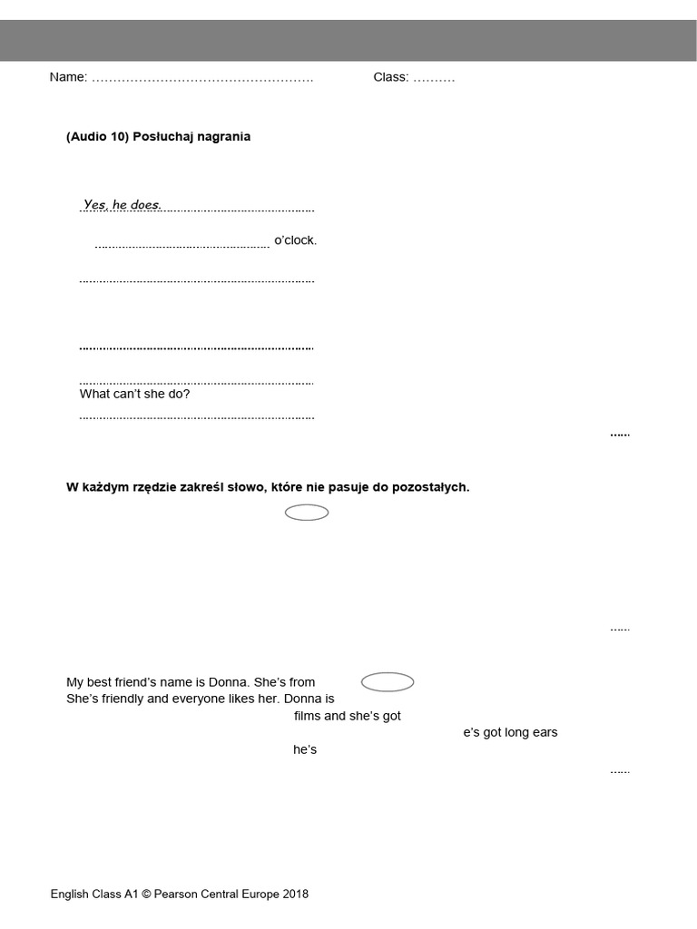 Klasa 4 - End of Year Test | PDF