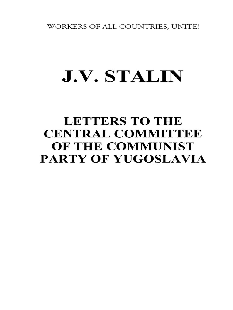 J.V. Stalin - Letters To The Central Committee of The Communist Party ...