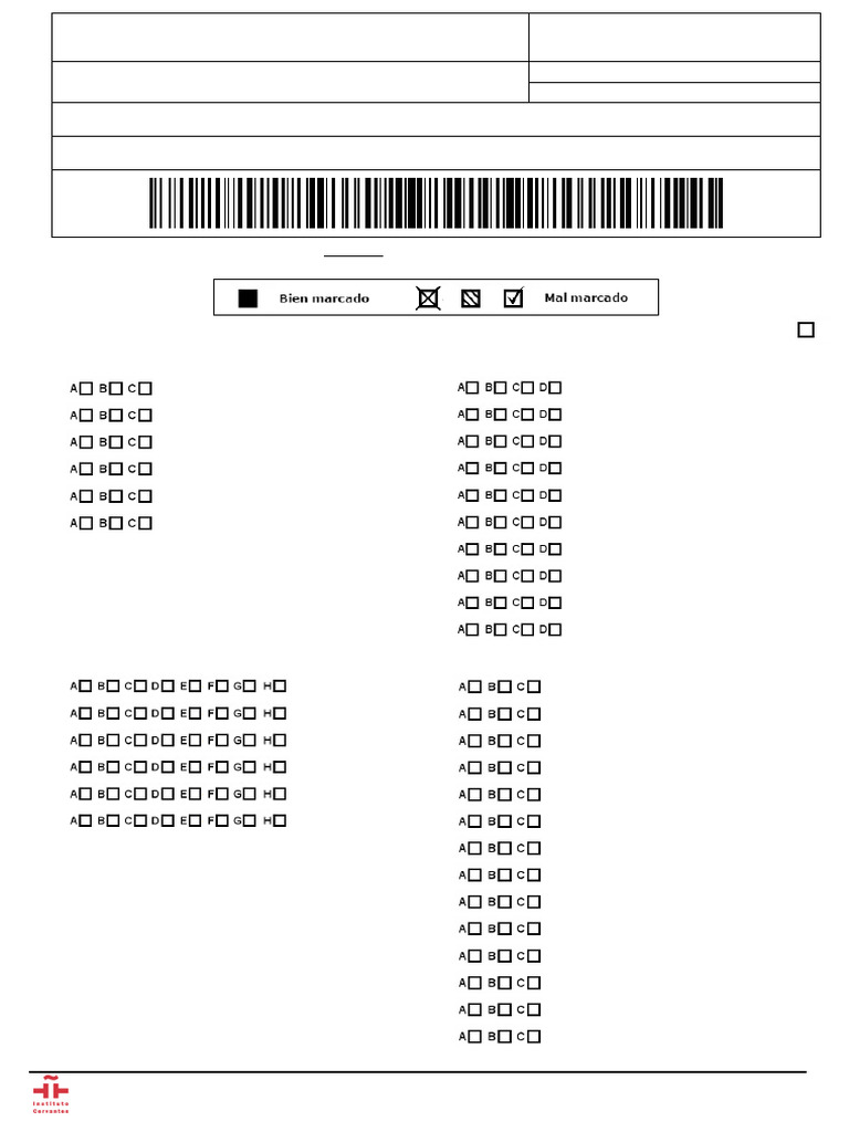 DELE B2 - Modelo Hoja de Respuestas | PDF