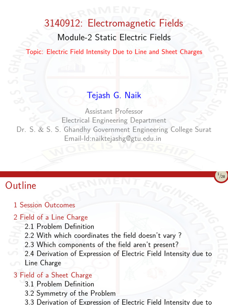 6.EMF (3140912) Field of Line and Sheet Charge | PDF