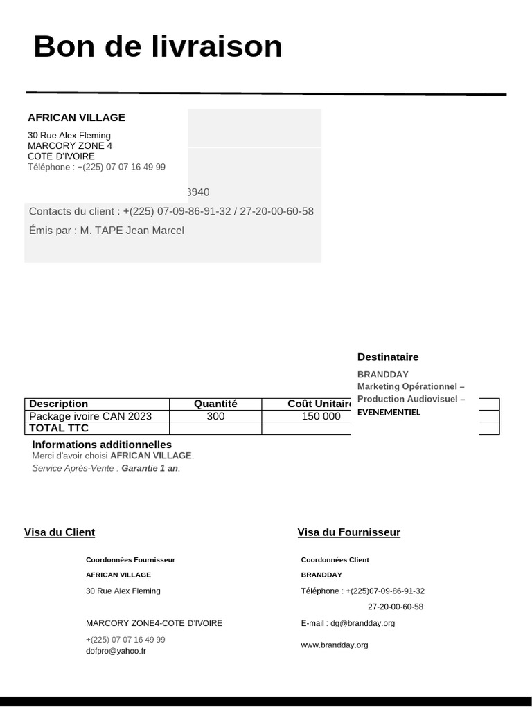 Bon de Livraison | PDF