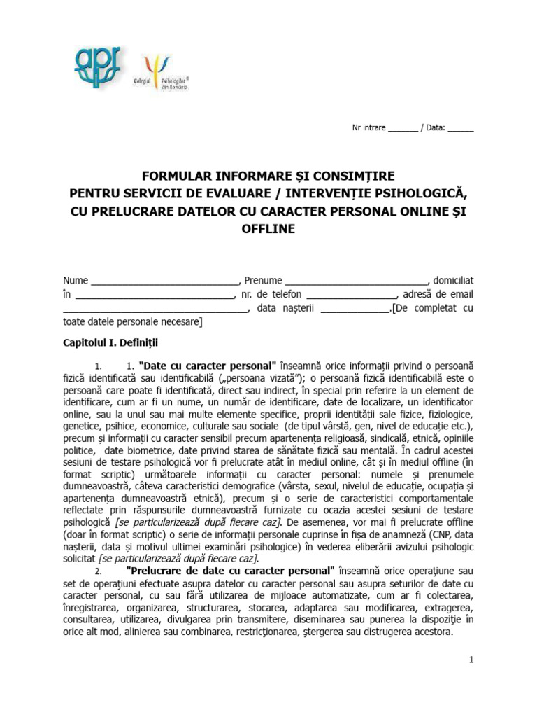 4 Formular Consimtire Psiholog Testare Offline-Prelucrari-Offline-Si ...