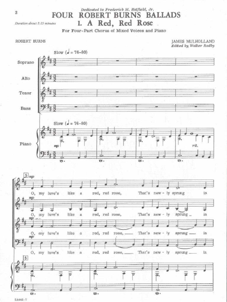 A Red, Red, Rose. James Mulholland- SATB PDF | PDF