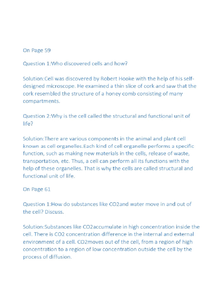 Cell Questions and Answers | PDF