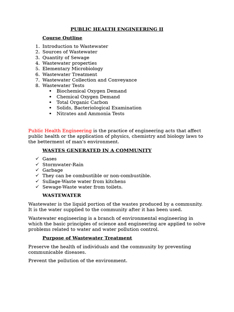 Public Health Engineering Ii | PDF