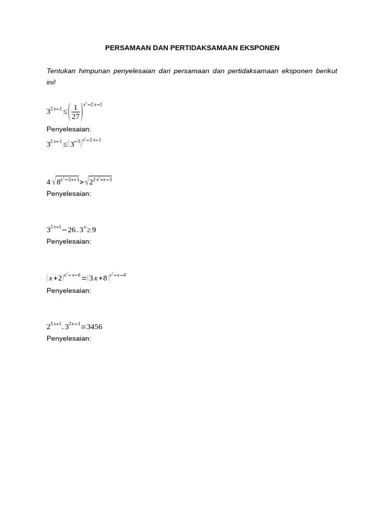 Persamaan Dan Pertidaksamaan Eksponen | PDF