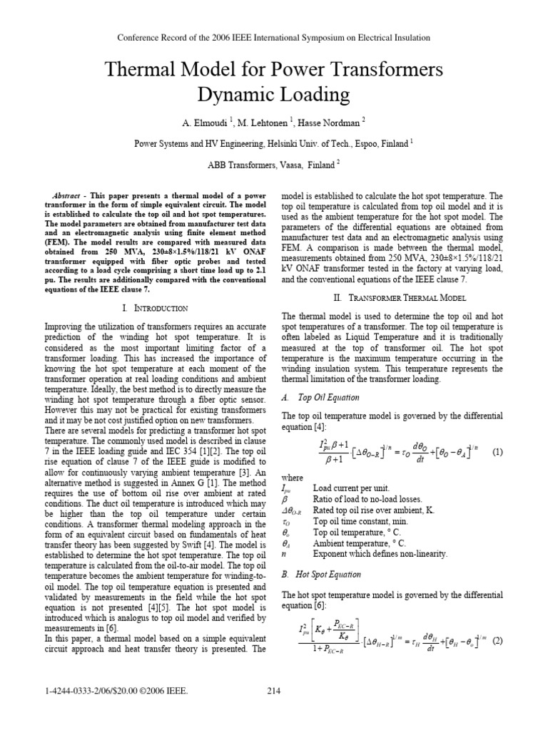 Thermal Model For Power Transformers Dynamic Loading | PDF