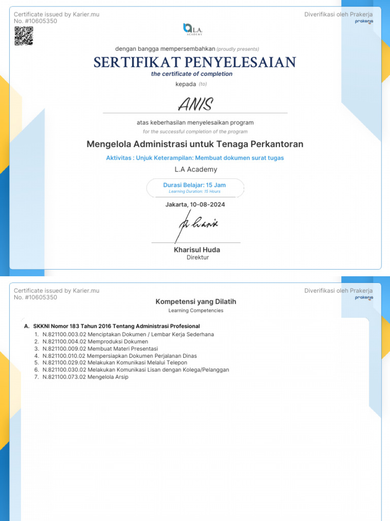 Sertifikat Anis | PDF