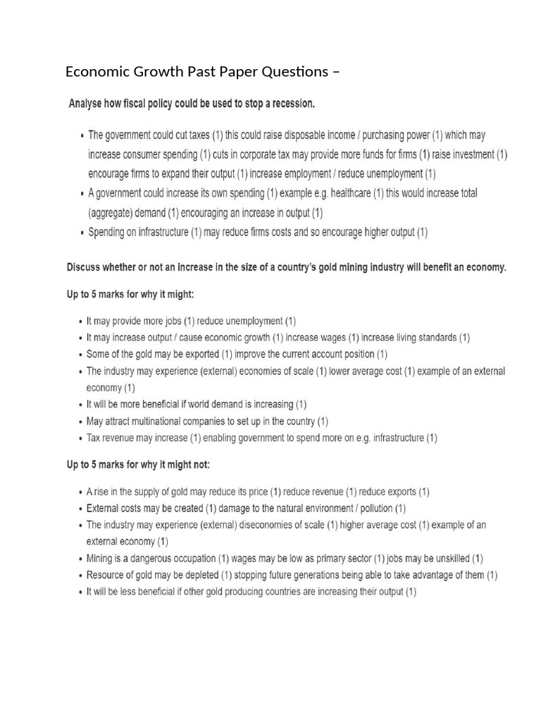 Economic Growth Exam Questions Guide | PDF