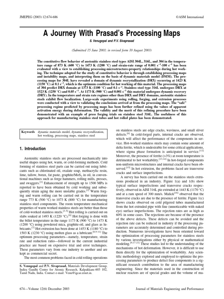 A Journey With Prasad's Processing Maps | PDF | Deformation ...