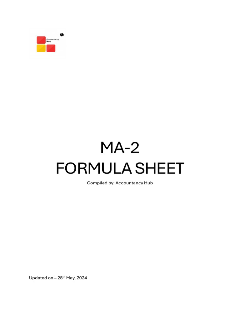 Updated Ma2 Formula Sheet | PDF