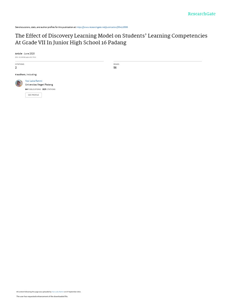 The Effect of Discovery Learning Model On Students | PDF