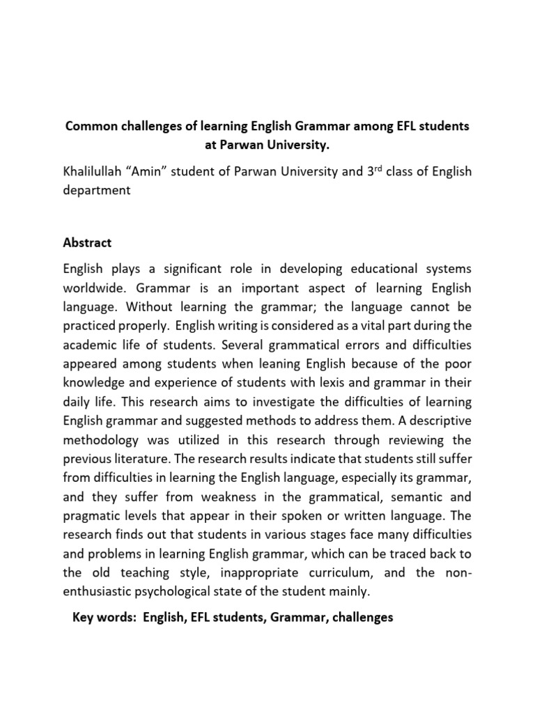 Common Challenges of Learning English GR | PDF