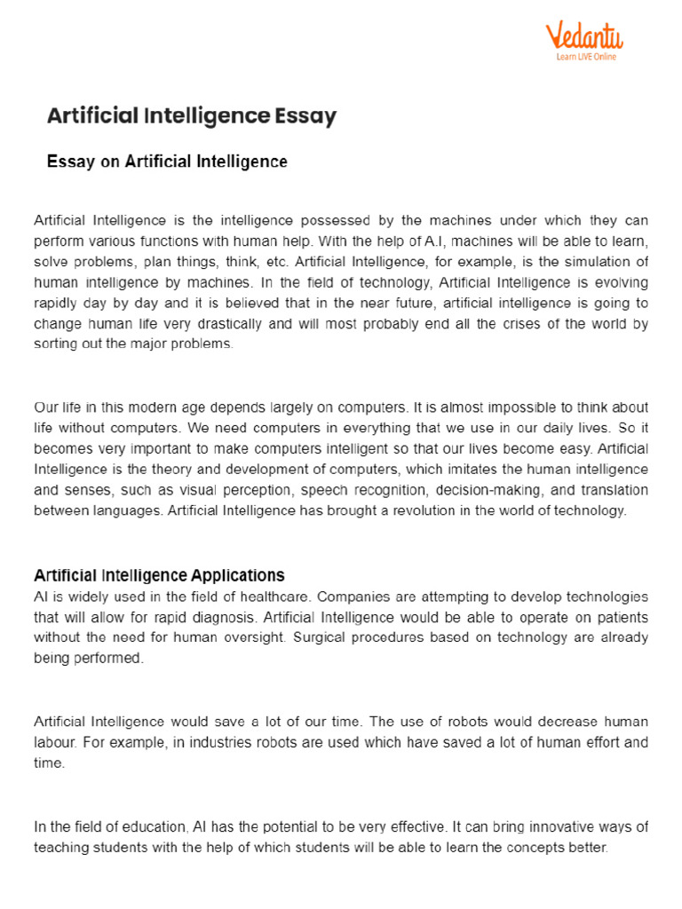 Artificial Intelligence Essay | PDF