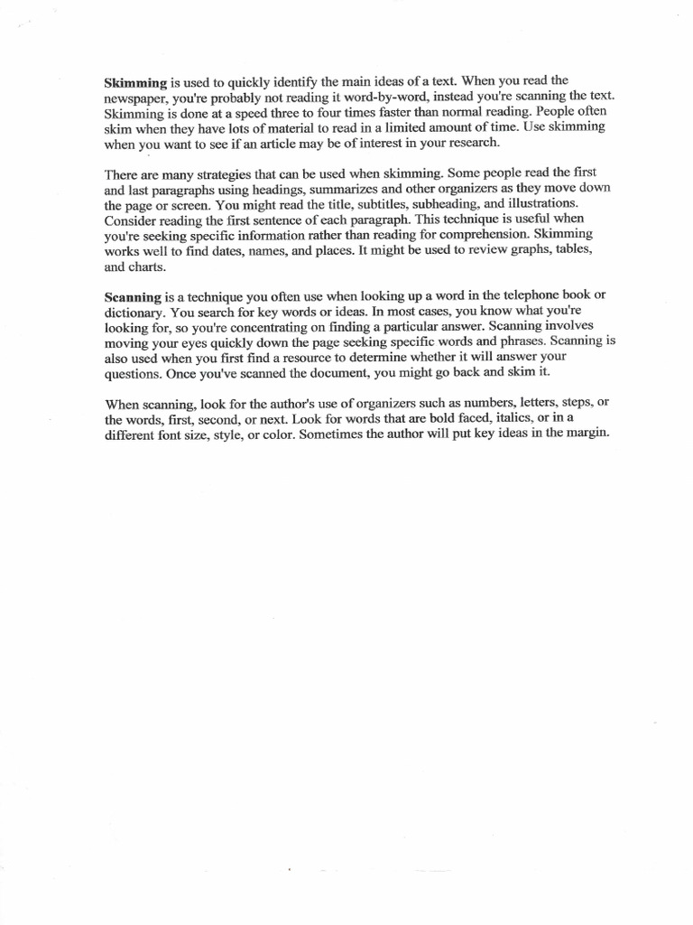 Skimming-and-Scanning-Strategies | PDF