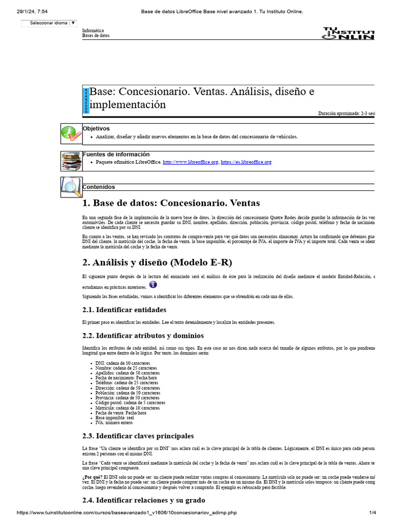 Base de Datos LibreOffice Base Nivel Avanzado 1. Tu Instituto Online | PDF | Bases de datos ...