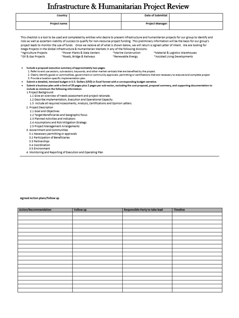 Project Review Checklist RATMG | PDF