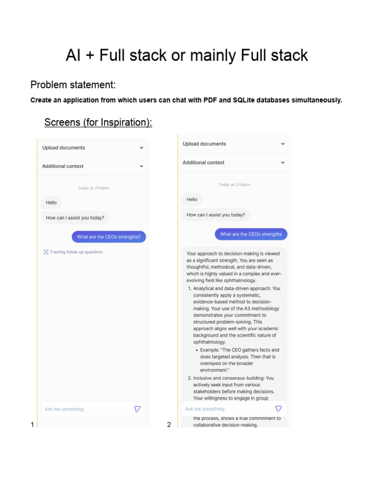 AI + Full Stack or Mainly Full Stack: Problem Statement | PDF